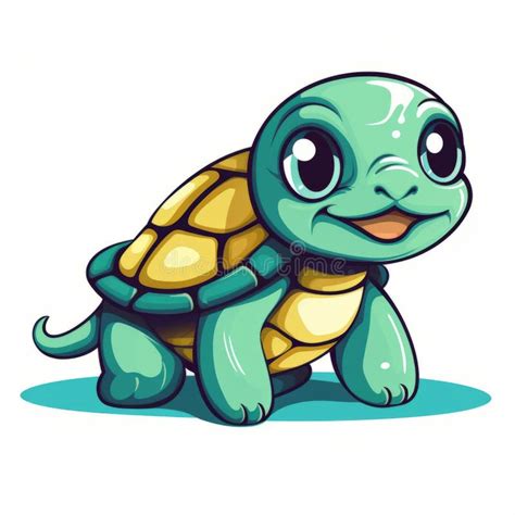 Cute Cartoon Turtle Vector Illustration Isolated On White Background Stock Illustration