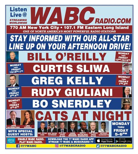 77 Wabc Stay Informed With Our All Star Line Up On Your Afternoon