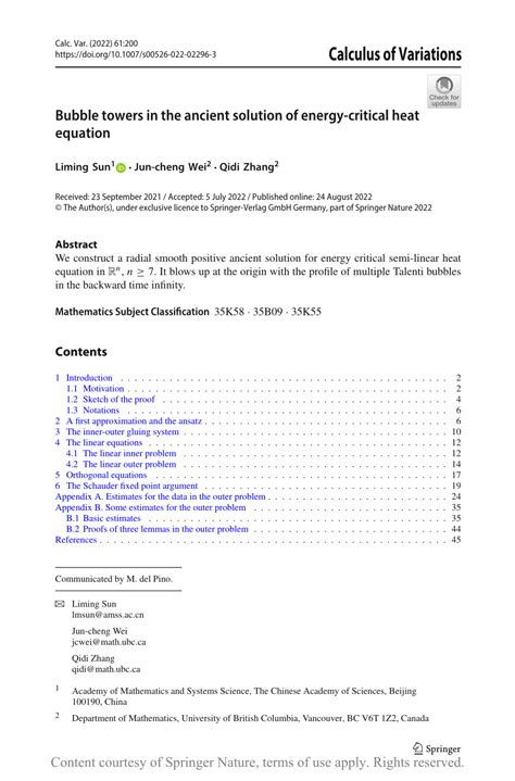 Bubble Towers In The Ancient Solution Of Energy Critical Heat Equation Request Pdf