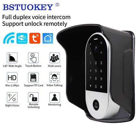 와이파이 투야 스마트 앱 비디오 도어 폰 Rfid 카드 키패드 1080p 홈 야외 초인종 카메라 와이파이 비디오 인터콤