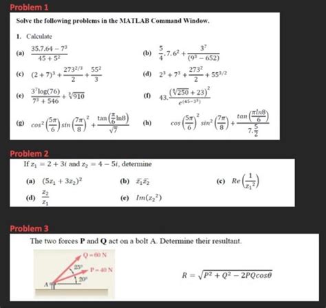 Solved Problem Solve The Following Problems In The MATLAB Chegg