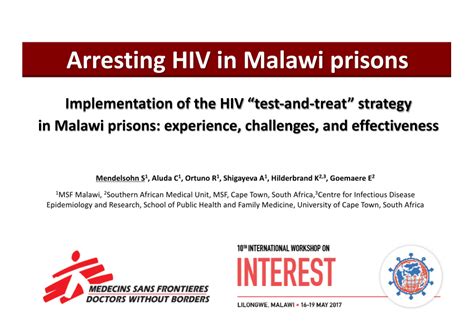 Pdf Implementation Of The Hiv Test And Treat” Strategy In Malawi Prisons Experience