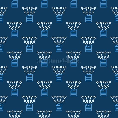 File Documents Neural Network Vector Outline Blue Seamless Pattern