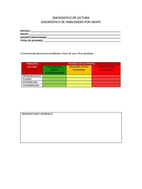 Diagnòstico De Lectura Secti Pdf