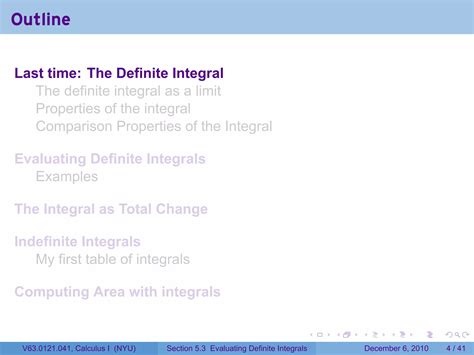 Lesson 25 Evaluating Definite Integrals Section 041 Slides Pdf