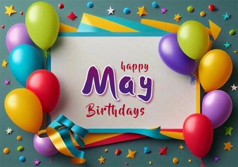 Aqua Maximalist Happy May Birthdays A4 Template Postermywall