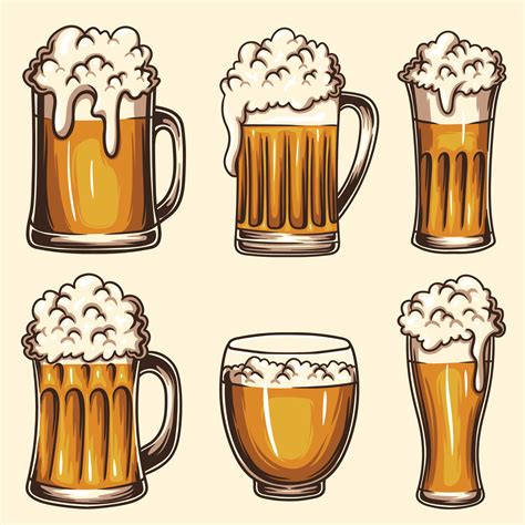 Glass Pilsner Beer Set Collection Vector Illustration 39590500 Vector Art At Vecteezy