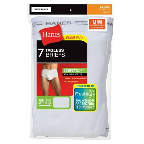 Hanes Mens Freshiq Comfort Flex Waistband White Briefs 7 Pack