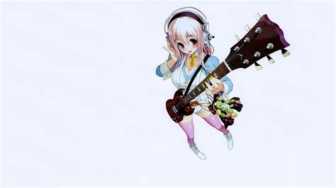 Super Sonico Hd Anime Wallpaper Guitar Vibes And Iconic Style