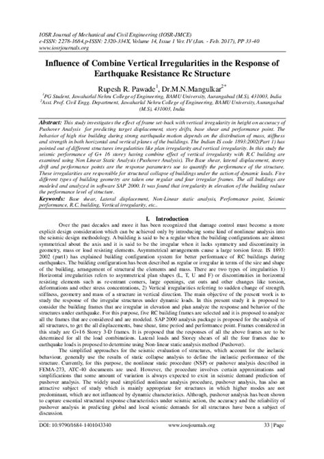 Pdf Influence Of Combine Vertical Irregularities In The Response Of Earthquake Resistance Rc