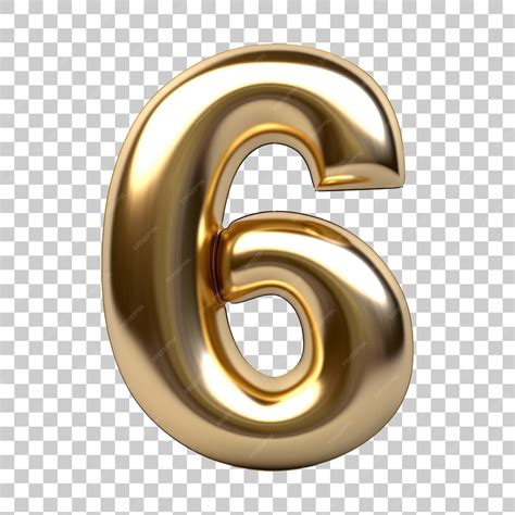 Premium Psd Number 6 Made From Shiny Metallic Gold Number Balloon