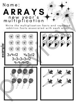 New Year Arrays Multiplication Repeated Addition Holiday Math
