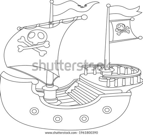 Drawing Pirate Ship Cartoon Vector Illustration Stock Vector Royalty