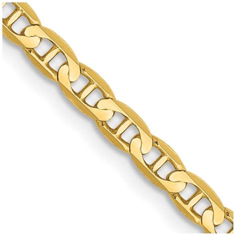 14k 20 Inch 3mm Concave Anchor With Lobster Clasp Cha Gem