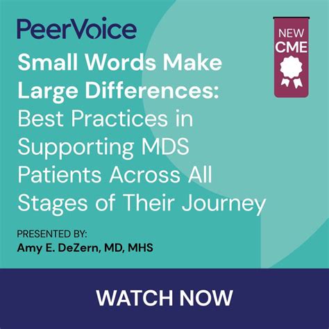 Small Words Make Large Differences Best Practices In Supporting Mds Patients Across All Stages
