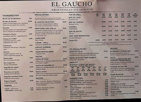 Menu Bij El Gaucho Restaurant Rotterdam