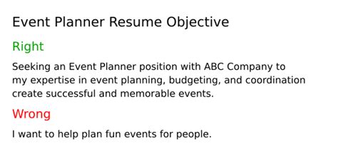 Top 17 Event Planner Resume Objective Examples Resumecat