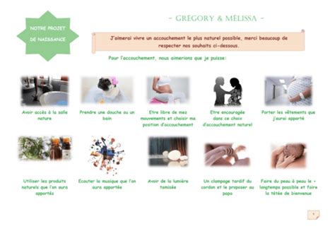 Exemple De Projet De Naissance Visuel Créé Pour Un Accouchement à La Maternité Doula
