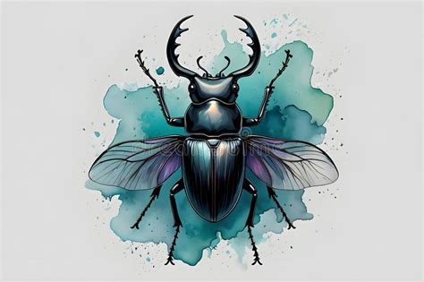 Insect Stag Beetle Watercolor Illustration Stock Illustrations 249