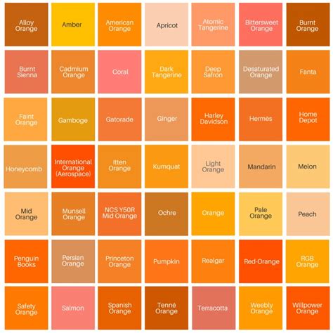 Yellow Orange Color Names Orange Brand Color Codes