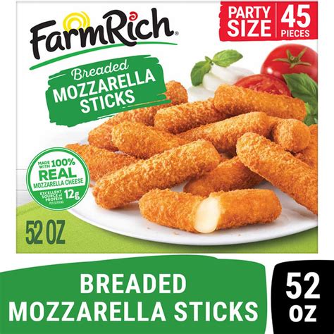 Farm Rich Breaded Mozzarella Cheese Sticks High Protein Snack Frozen