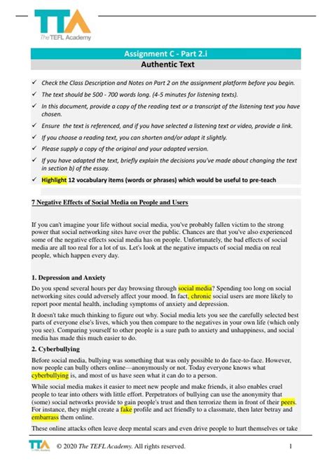 The Tefl Academy Assignment C Authentic Text Tefl Academy Stuvia Sa