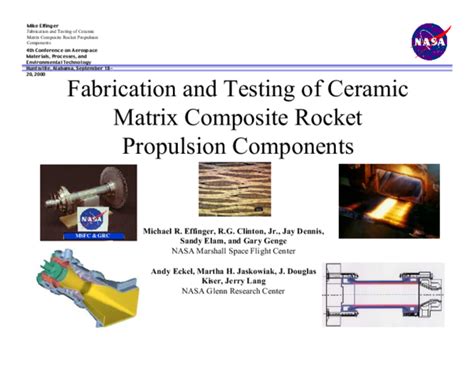 Pdf Fabrication And Testing Of Ceramic Matrix Composite Rocket Propulsion Components