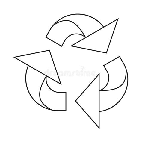 Line Art Black And White Recycle Sign Stock Vector Illustration Of