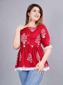Ravi Collections Casual Floral Print Women Red Top Buy Ravi