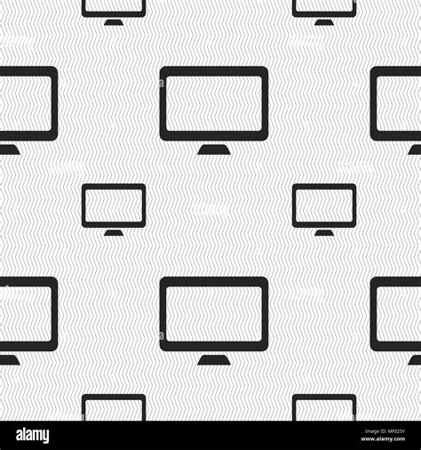 Computer Widescreen Monitor Icon Sign Seamless Pattern With Geometric Texture Vector