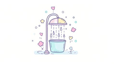 A Cute Cartoon Shower Head Pouring Water Into A Bucket Premium Ai
