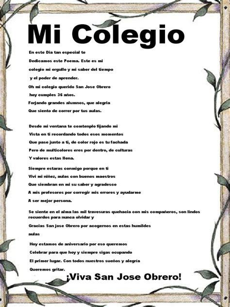 Poema Para El Colegio Pdf