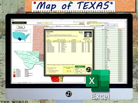 Texas Map In Excel With County Data And Macros Etsy