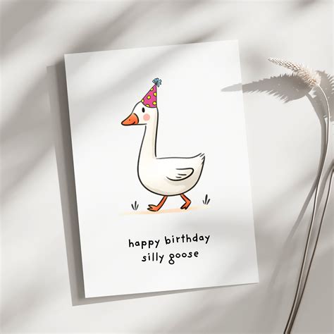 Silly Goose Birthday Card Goose Game Greeting Card Goose With Party