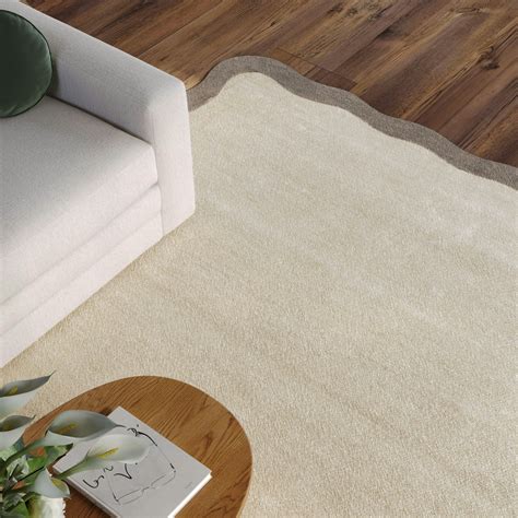 Runar 8x10 Sand Scalloped Edge Handmade Area Rug Article