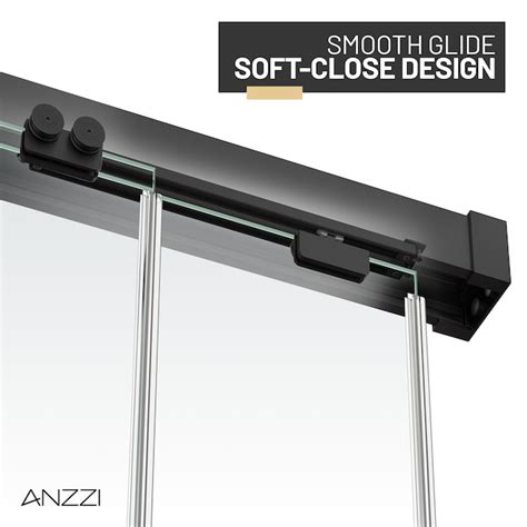 Anzzi Ward Matte Black 48 In W X 76 In H Frameless Clear Glass Bypass