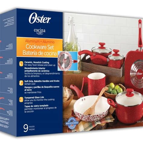 Oster Kitchen Oster San Jacinto 9pc Cookware Set Red Speckle White Ceramic Interior Poshmark
