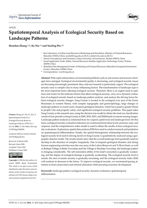 Pdf Spatiotemporal Analysis Of Ecological Security Based On Landscape