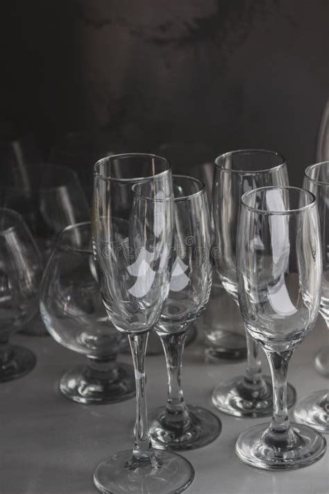 Table Setting In The Restaurant Festive Glasses And Plates Stock Image