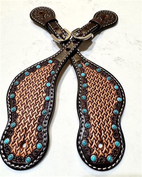 Ladies Tooled Leather Spur Straps Etsy