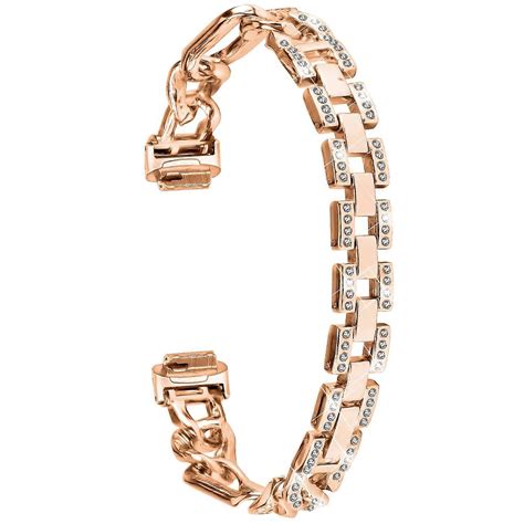 For Fitbit Inspire 3 Alloy Metal Watch Band Bling Rhinestone Decor