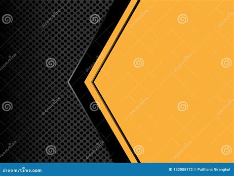 Abstract Black Arrow On Yellow Blank Space Circle Mesh Pattern Design Modern Futuristic
