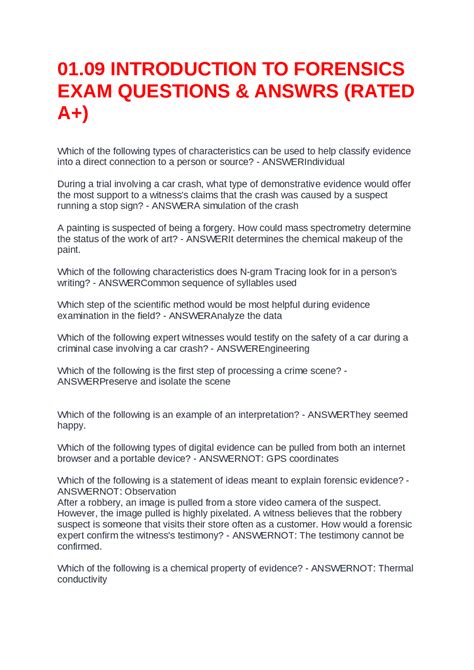 0109 Introduction To Forensics Exam Questions And Answrs Rated A