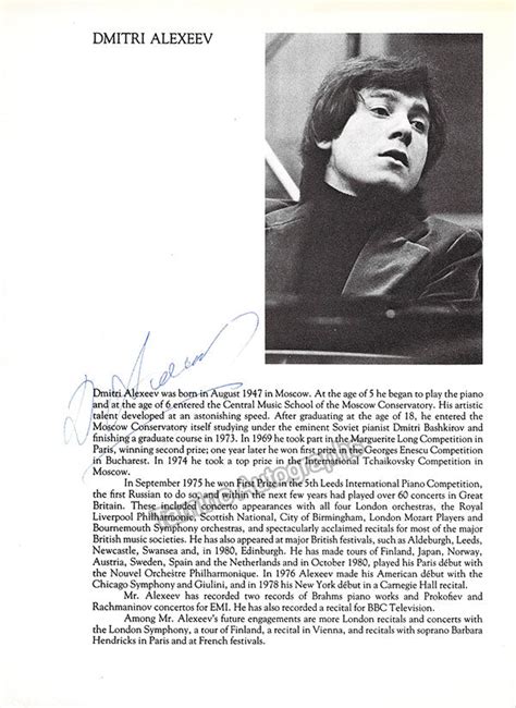 Dmitri Alexeev Autograph Signed Page Tamino