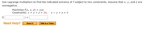 solved use lagrange multipliers to find the indicated