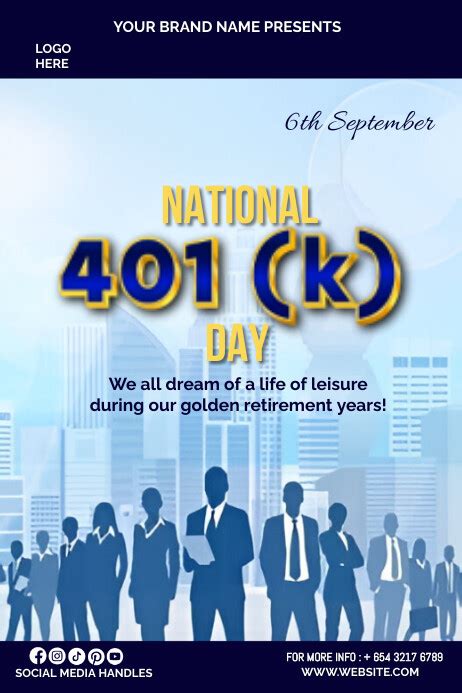 Blue Maximalist National 401 K Day Poster Template Postermywall