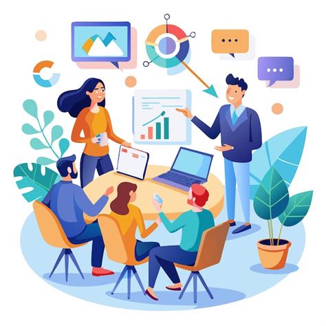 Team Discussing Data Analytics Growth Strategies Premium Ai Generated Vector