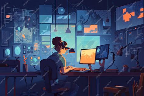 Premium Ai Image Programmer Working On A Computer In The Office At