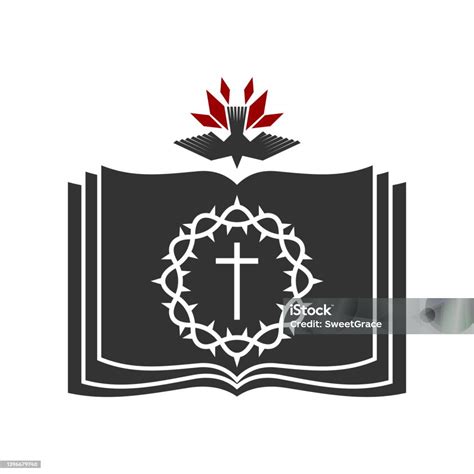 Ilustrasi Kristen Salib Yesus Dengan Latar Belakang Alkitab Terbuka Di