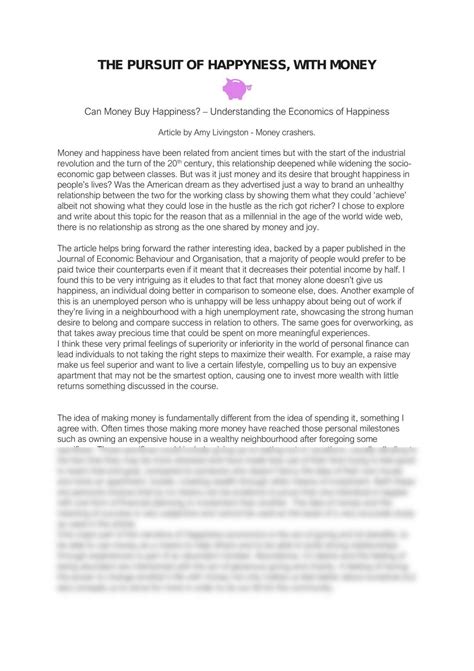 Money Assignment Genc3004 Personal Finance Unsw Thinkswap